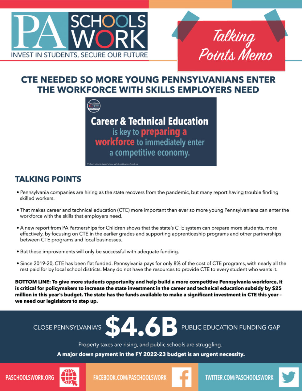 TALKING POINTS – PA Schools Work